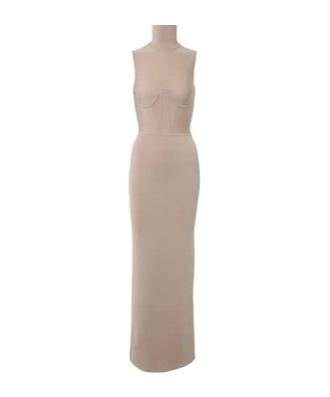 NENSI DOJAKA Gwyneth Knitted Corset Maxi Dress - Nude