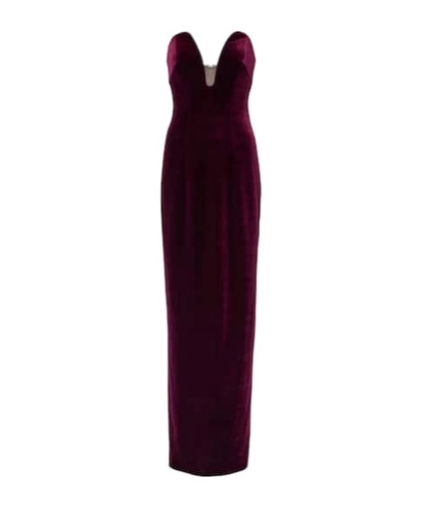Monique Lhuillier Strapless Velvet Gown
