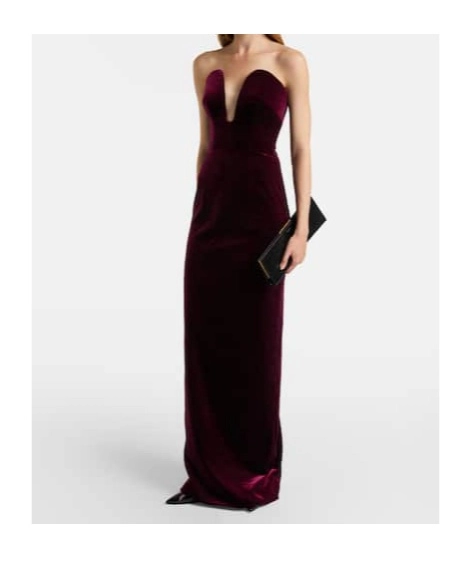 Monique Lhuillier Strapless Velvet Gown