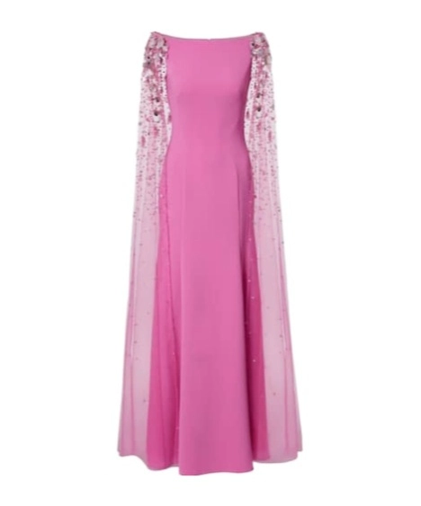 Jenny Packham Bittersweet Beaded Caped Gown - Pink
