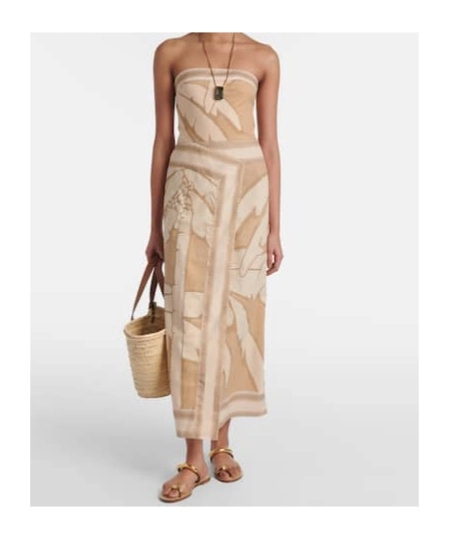 Johanna Ortiz Palms Pontoon Cotton Poplin Midi Dress - Nude