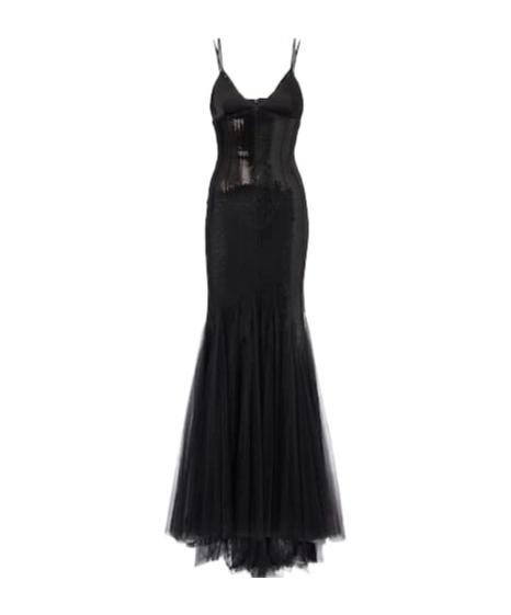 David Koma Sequined Tulle And Satin Gown - Black