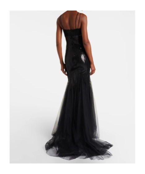 David Koma Sequined Tulle And Satin Gown
