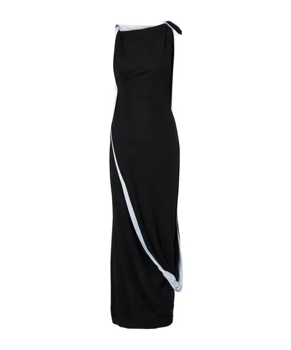 Victoria Beckham Asymmetric Draped Jersey Midi Dress