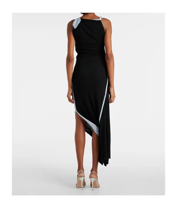 Victoria Beckham Asymmetric Draped Jersey Midi Dress