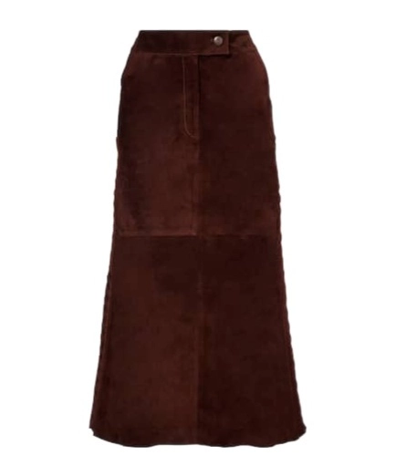 Johanna Ortiz Mid-rise Suede Midi Skirt - Brown