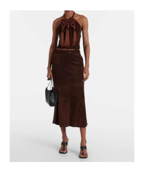 Johanna Ortiz Mid-rise Suede Midi Skirt