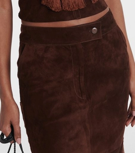Johanna Ortiz Mid-rise Suede Midi Skirt