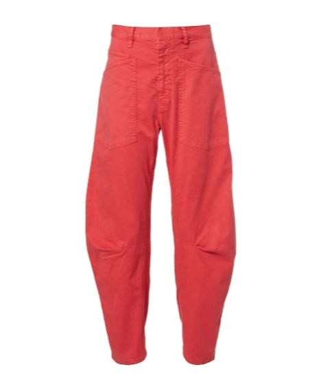 NILI LOTAN Shon Cotton Barrel-leg Pants - Red