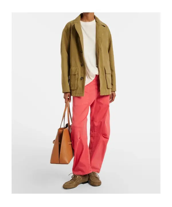 NILI LOTAN Shon Cotton Barrel-leg Pants - Red