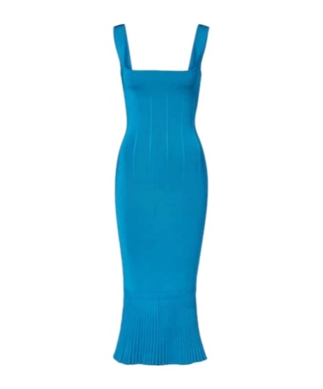 Galvan Atalanta Ribbed-knit Cocktail Dress - Blue