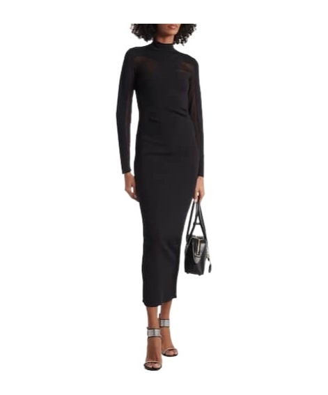 Stella McCartney Mesh-paneled Knitted Maxi Dress