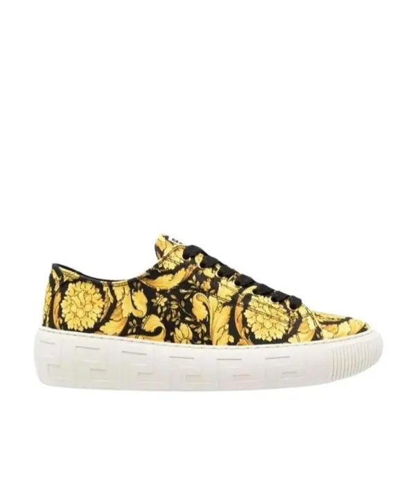 Versace Greca Barocco Printed Lace-up Sneakers - White