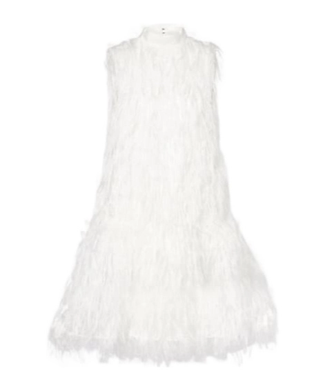 ROKSANDA Bridal Odette Faux Feather-trimmed Silk Minidress - White