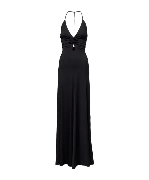 Victoria Beckham Gathered Jersey Open-back Gown - Black
