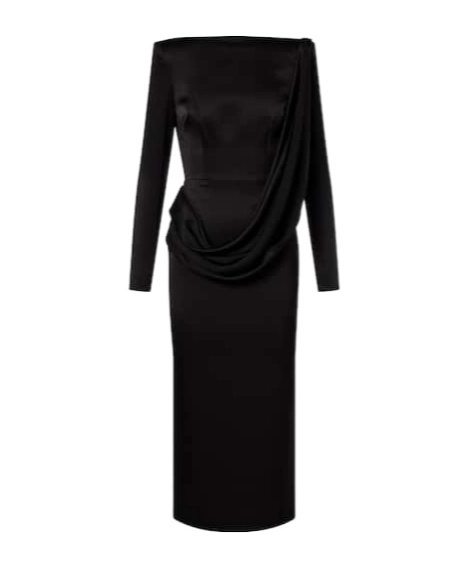 Alex Perry Asymmetric Draped Midi Dress