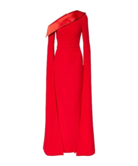 SAFIYAA LONDON Rinoa Caped Crépe Gown