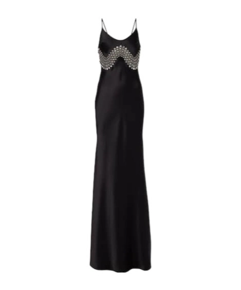 David Koma Embellished Satin Gown - Black