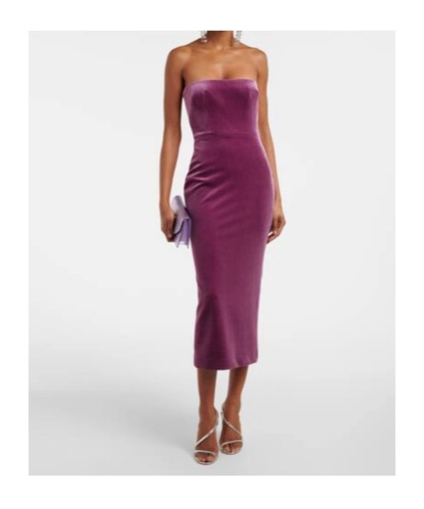 Alex Perry Strapless Velvet Midi Dress