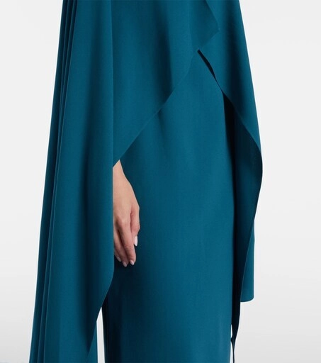 ROKSANDA Deena Crepe Gown With Cape Effect - Blue