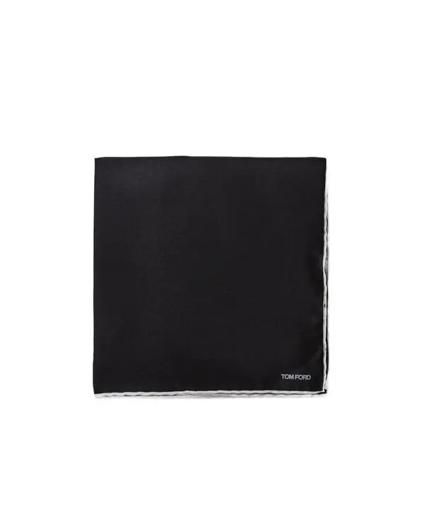 TOM FORD Embroidered Square Scarf With Logo - Black