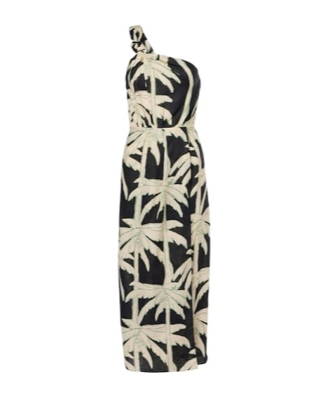 Johanna Ortiz Printed One-shoulder Midi Dress - Nude