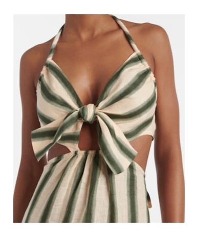 Johanna Ortiz Los Siete Mares" Striped Cutout Midi Dress - Nude