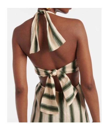 Johanna Ortiz Los Siete Mares" Striped Cutout Midi Dress - Nude