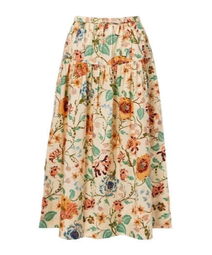 Ulla Johnson Theodora Floral Cotton Midi Skirt - Nude