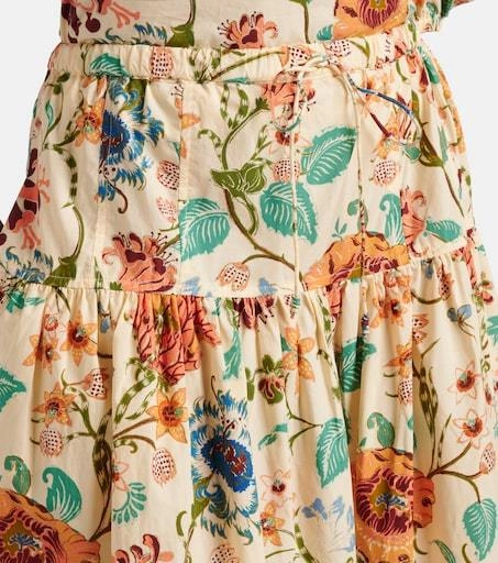 Ulla Johnson Theodora Floral Cotton Midi Skirt - Nude