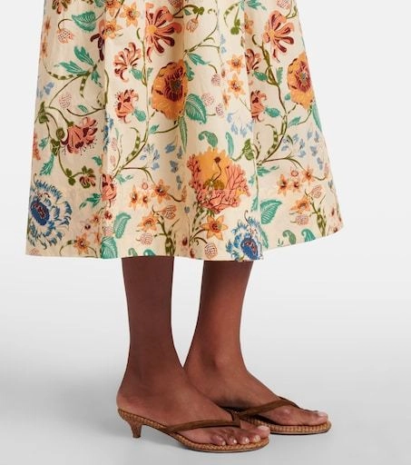 Ulla Johnson Theodora Floral Cotton Midi Skirt - Nude