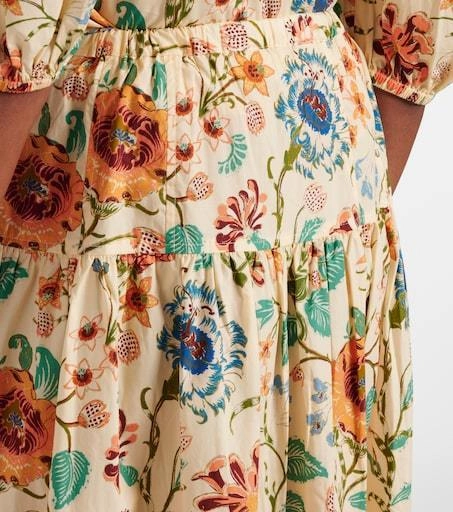 Ulla Johnson Theodora Floral Cotton Midi Skirt - Nude