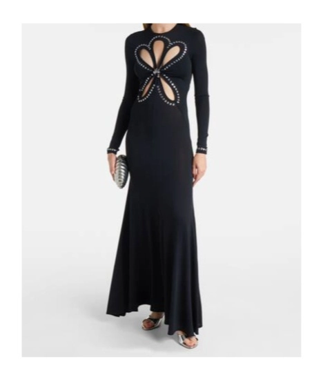 Rabanne Cutout Embellished Jersey Maxi Dress