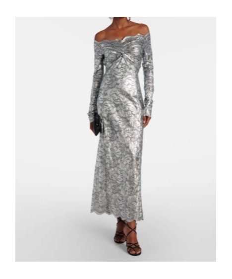 Rabanne Metallic-effect Lace Maxi Dress