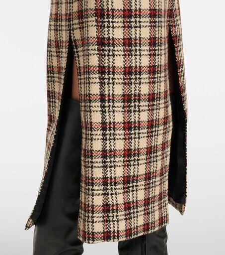 Rabanne Plaid Wool And Cotton Midi Skirt