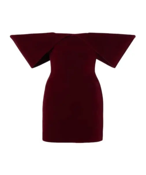 David Koma Off-shoulder Velvet Minidress - Brown