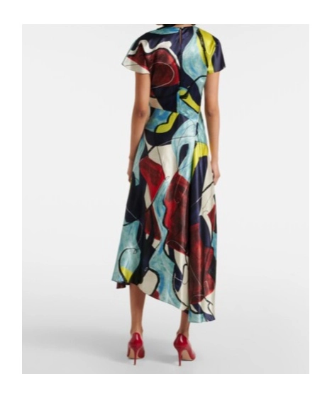 ROKSANDA Adriana Printed Satin Midi Dress - Multicolor