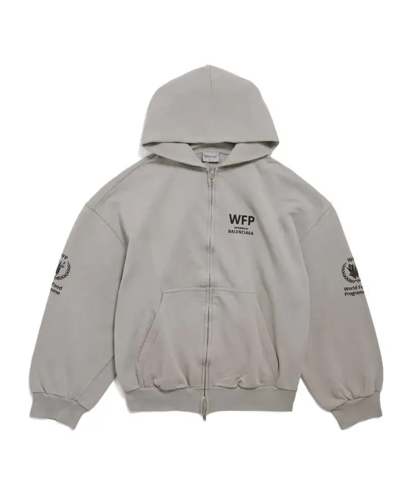 Balenciaga Wfp Regular Zip-up Hoodie - Grey