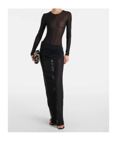Alex Perry Ruched Sheer Mesh Gown