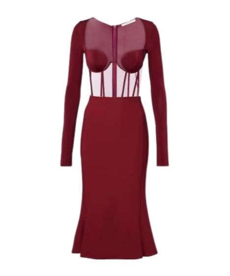 NENSI DOJAKA Paneled Corset Dress - Red