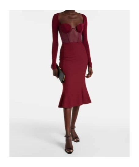 NENSI DOJAKA Paneled Corset Midi Dress