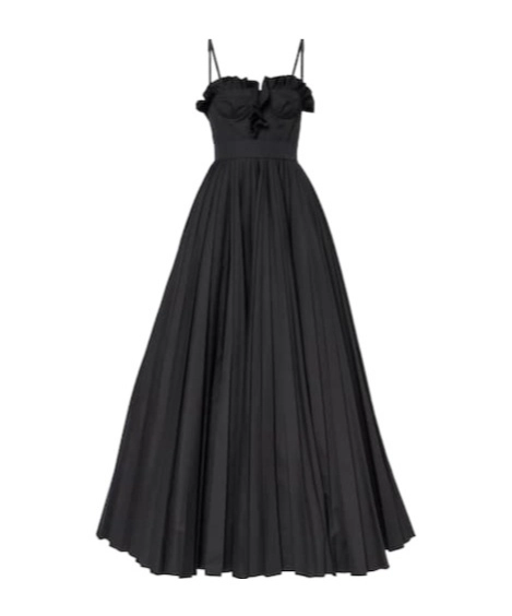 Giambattista Valli Ruched Pleated Cotton Gown - Black