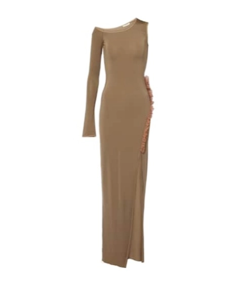 NENSI DOJAKA Asymmetric Ruffled Maxi Dress - Brown