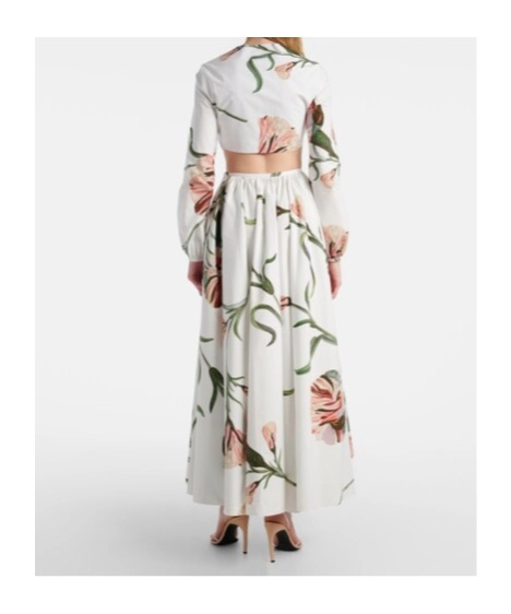 Giambattista Valli Macro Carnation Cutout Poplin Maxi Dress