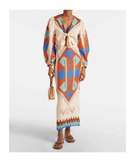 Johanna Ortiz Printed Linen Midi Dress