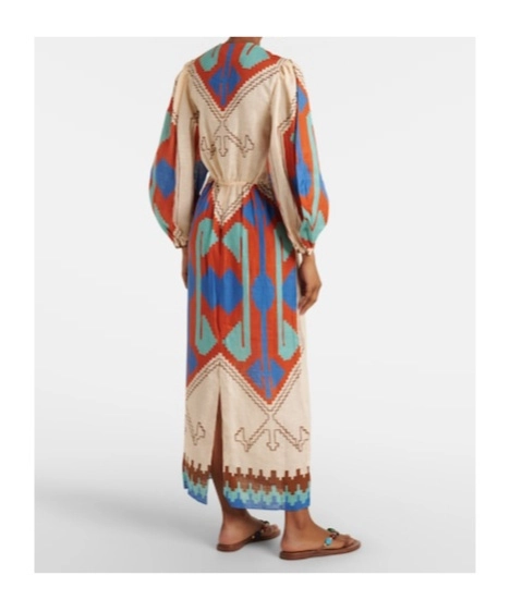 Johanna Ortiz Printed Linen Midi Dress