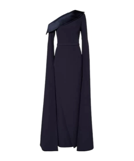 SAFIYAA LONDON Rinoa Caped Crépe Gown - Black