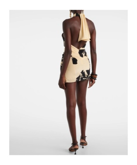 Johanna Ortiz Halterneck Floral Silk Minidress