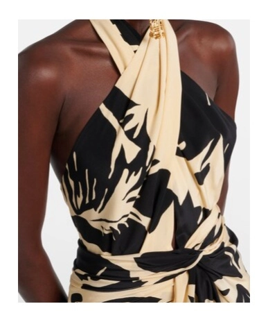 Johanna Ortiz Halterneck Floral Silk Minidress