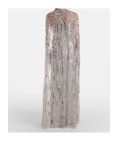 Jenny Packham Ruby Caped Sequined Gown